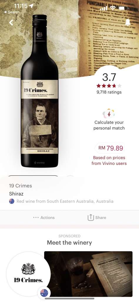 19 Crimes Shiraz – Wine Depot