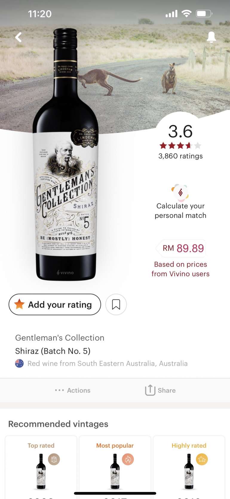 Lindemans Gentleman Collection Shiraz – Wine Depot