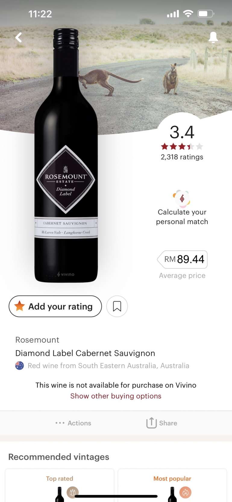 Rosemount Estate Diamond Label Cabernet Sauvignon – Wine Depot