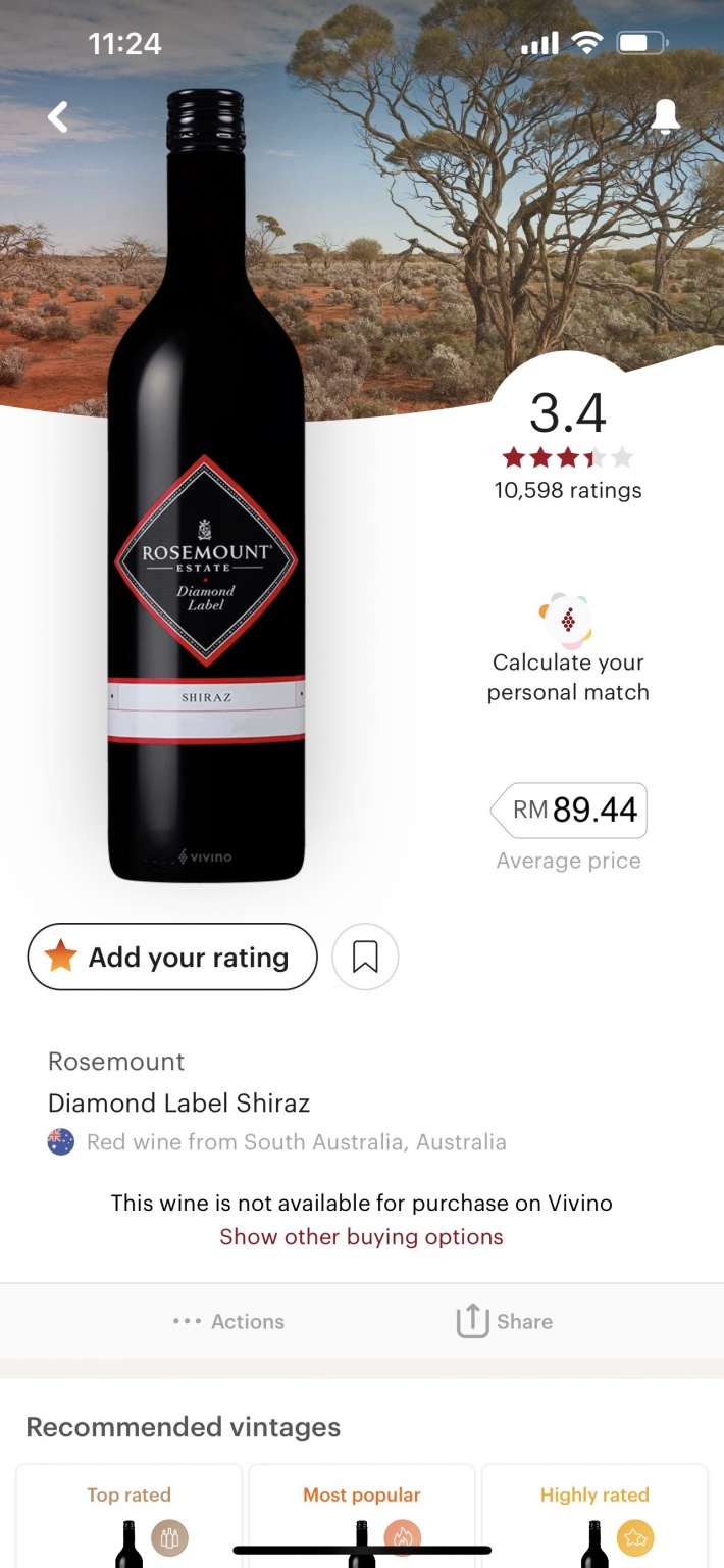 Rosemount Estate Diamond Label Shiraz – Wine Depot